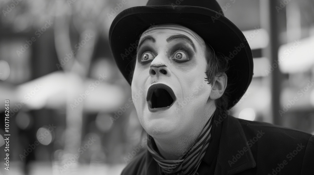 Enigmatic Mime Captures Audience s Attention with Exaggerated Facial ...