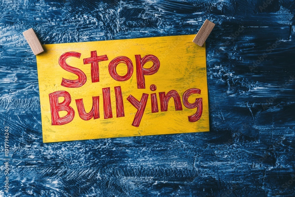 Anti bullying action: text stop bullying, call to end harmful behavior ...