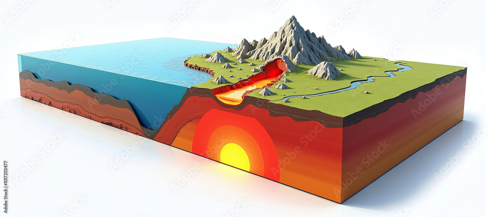 Illustrative depiction of a ground cross-section to explain vulcanism ...