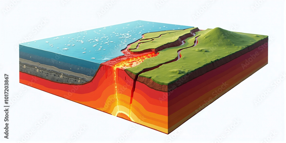 Illustrative depiction of a ground cross-section to explain vulcanism ...