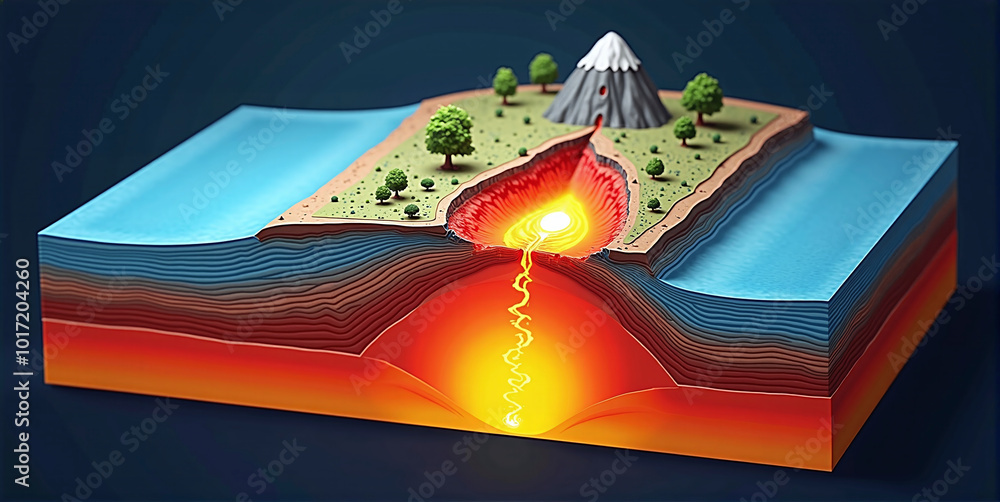 Illustrative depiction of a ground cross-section to explain vulcanism ...