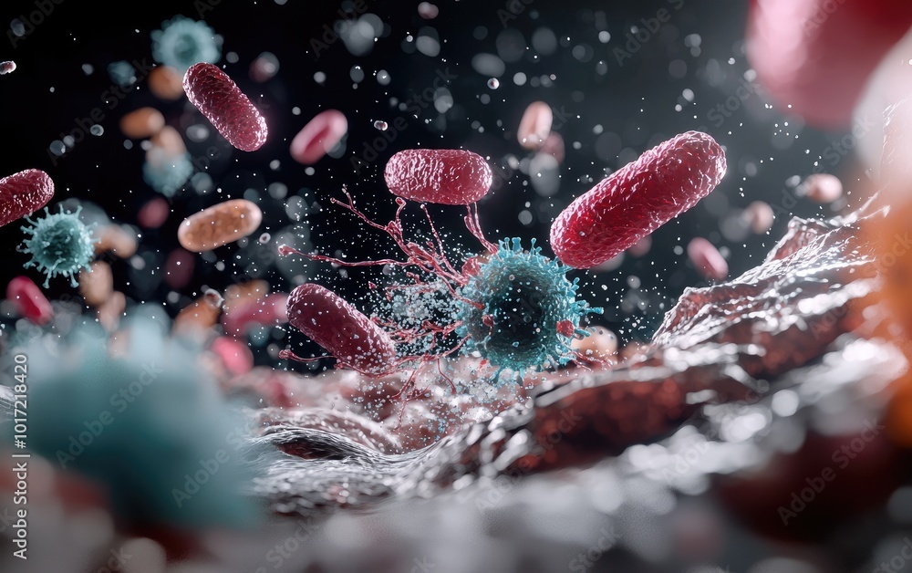 Microbial diversity, colorful bacteria in the human body, vibrant and ...