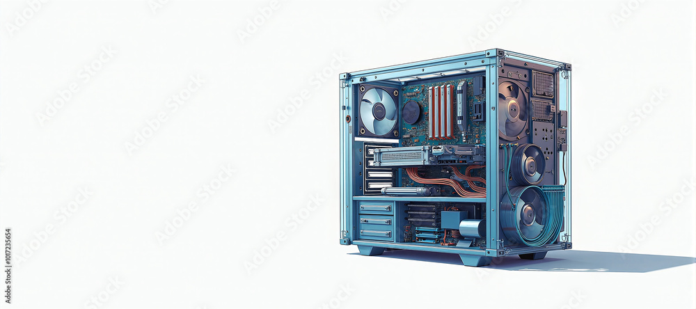 Illustrative representation of a transparent modern high end computer ...