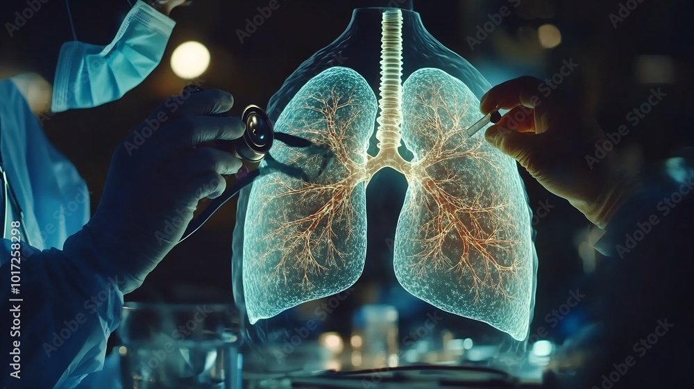 Anatomy of human lung alveoli and bronchial tubes pulmonologist using ...