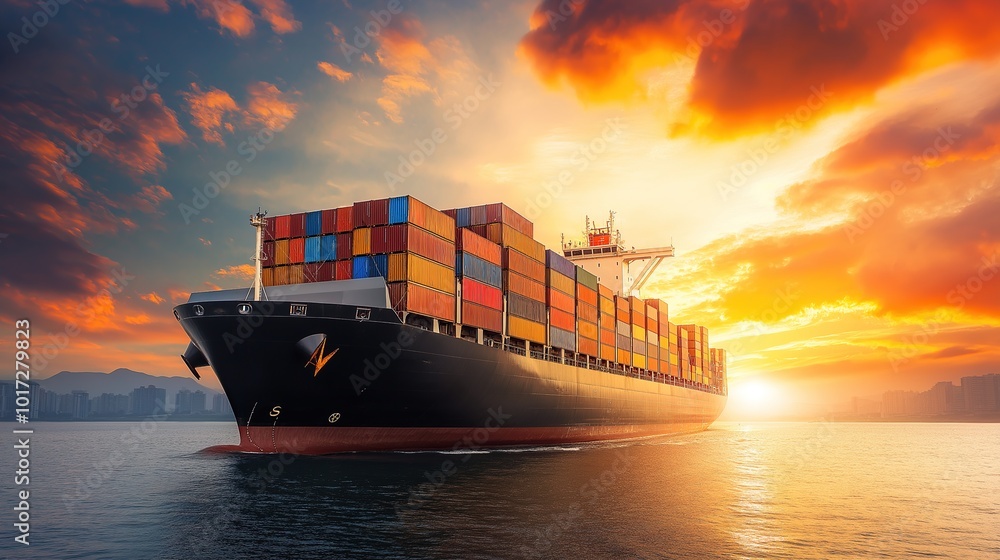 Cargo container ship carrying container and running in international ...