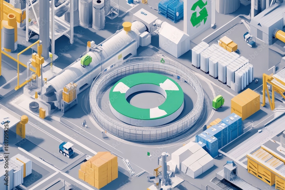 Circular economy visualized by a closed-loop recycling system, where ...