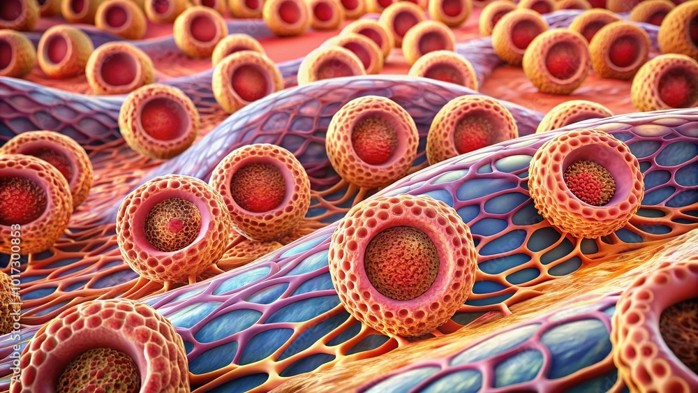 Microscopic view of simple squamous epithelium cells, flat and scale ...