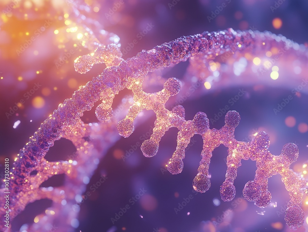 Synthetic genomics visualized by a detailed DNA strand being engineered ...