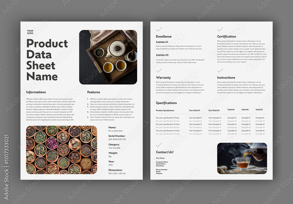 Product Data Sheet Layout Stock Template | Adobe Stock