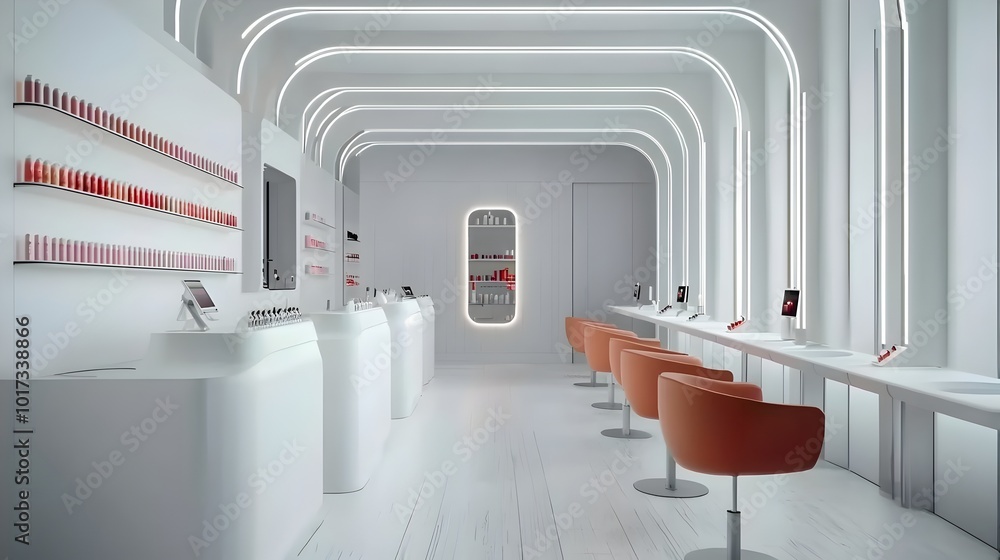 Futuristic Holographic Nail Salon with Sleek Contemporary Interior ...