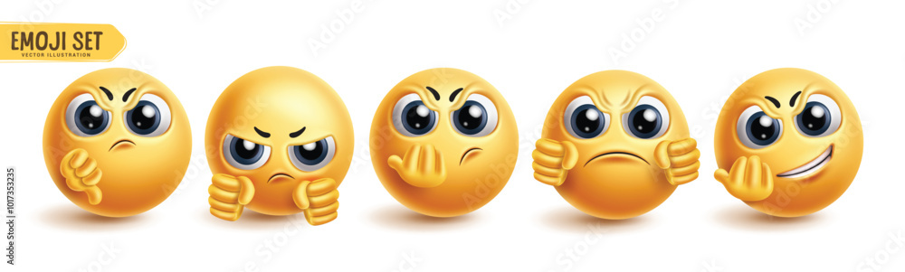 Emoji dislike emoticon characters vector set. Emojis 3d face collection ...