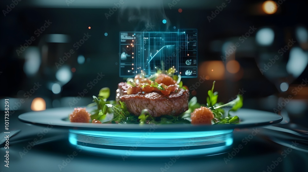 Futuristic Digital Menu Interface with Holographic Food Choices for ...
