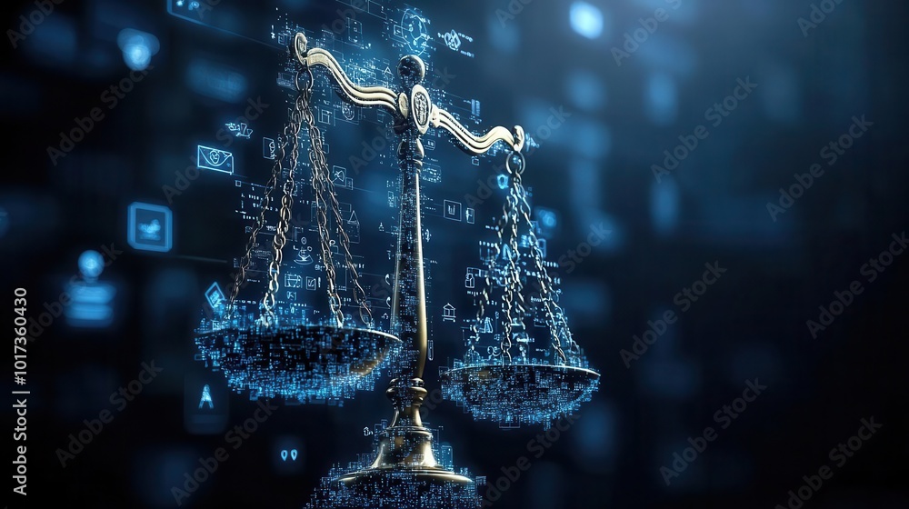 Photo ai regulations concept visualized as digital icons and symbols ...