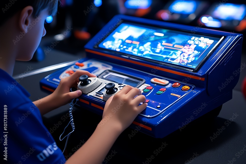 Person playing video games on a classic gaming console with wired ...