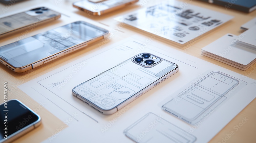 A timeline-style image showing the evolution of a smartphone design ...