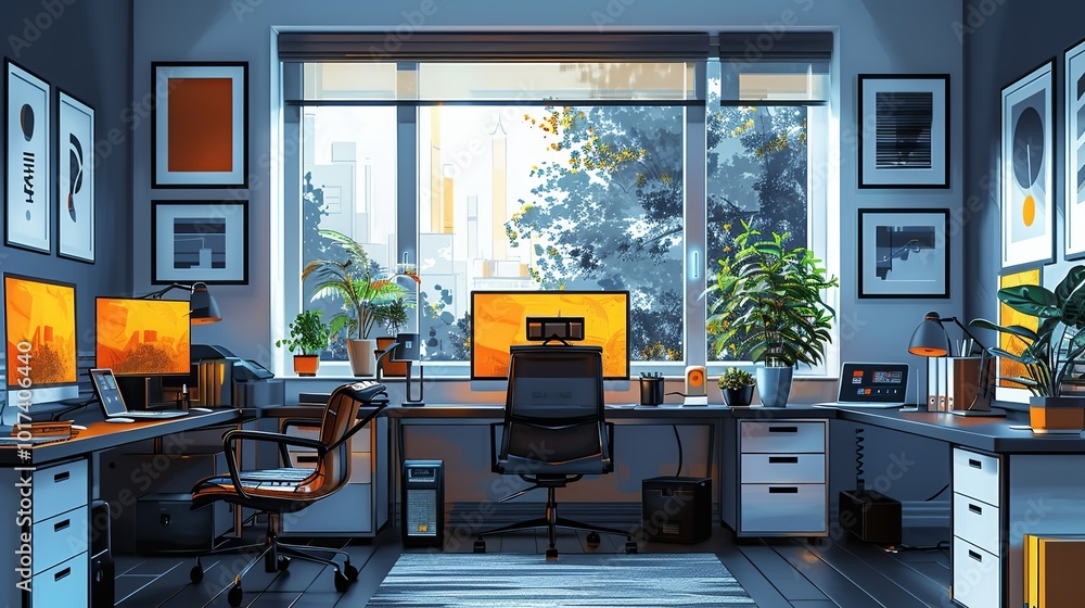 Professional Work Environment: A well-organized and tidy office setup ...
