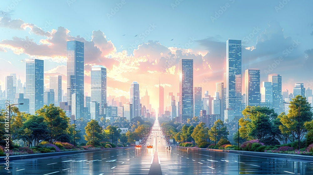 Modern Metropolitan: A contemporary cityscape with sleek skyscrapers ...