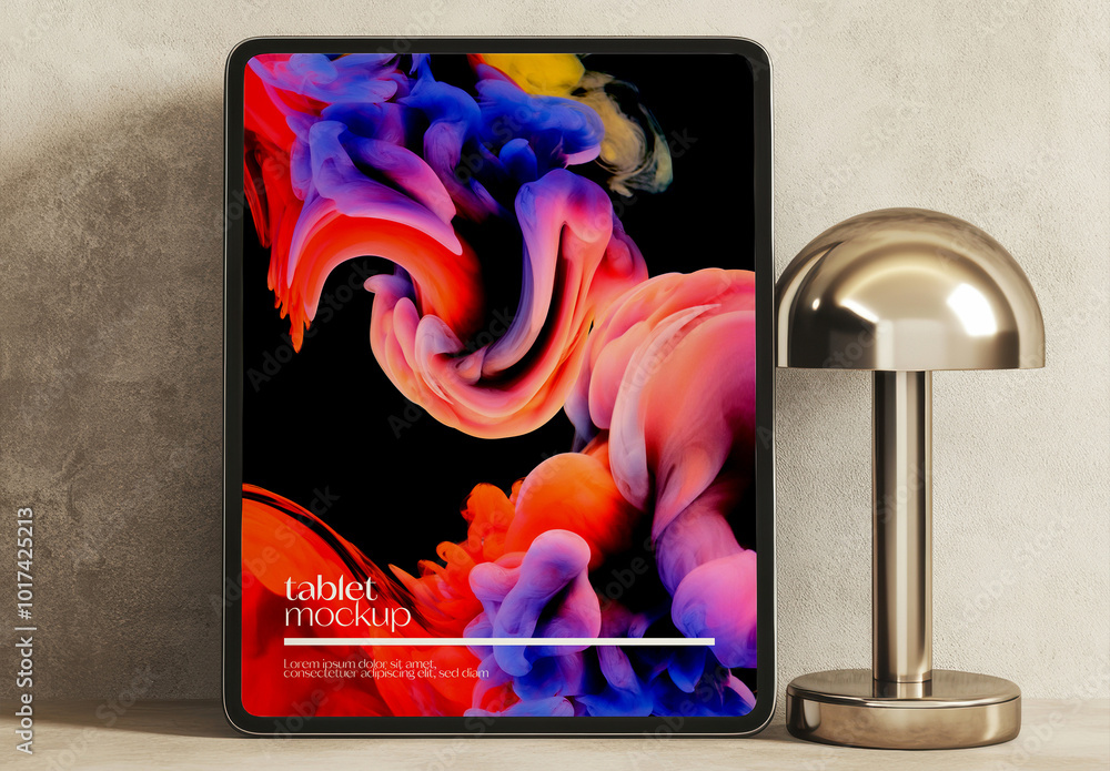 Standing Screen Tablet Mockup with Generative AI Stock Template | Adobe ...