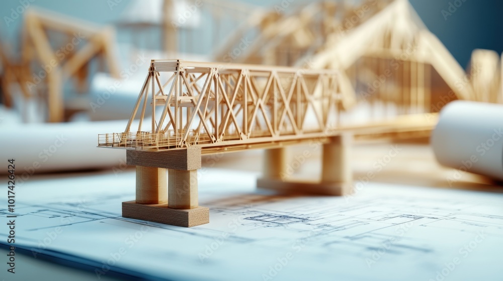 Architectural vision of a 3D model bridge project, with detailed ...