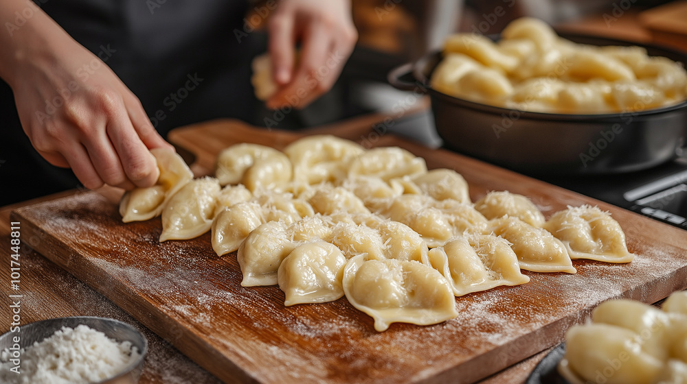 Pierogi Cooking Process, a step-by-step collage showing the rolling ...