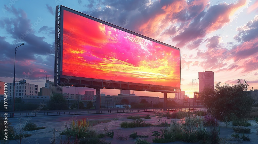 High-resolution digital billboard mockup with bright, dynamic displays ...