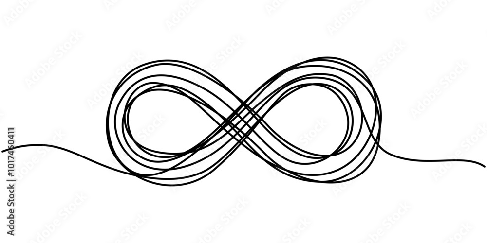 One continuous line drawing of Infinity symbol. Loop mobius icon and ...