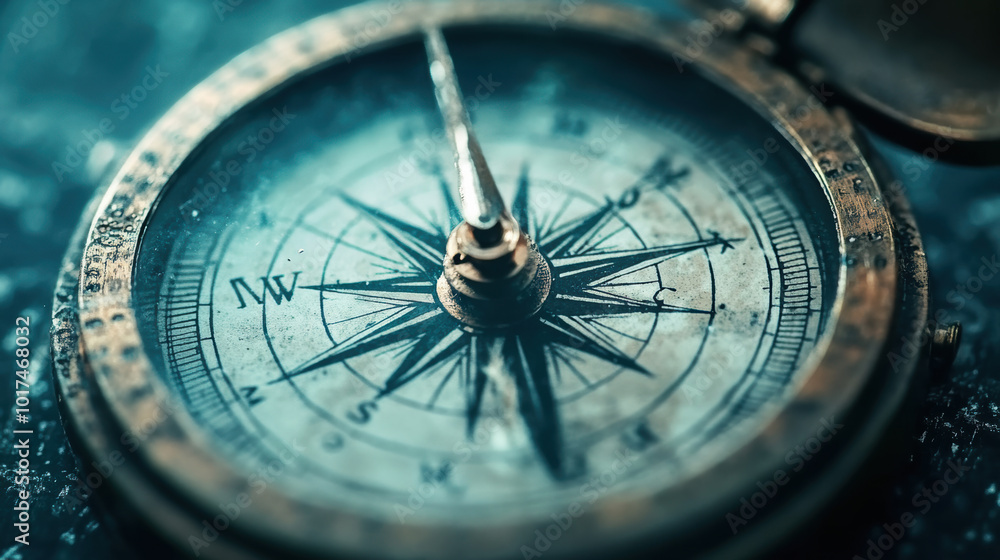 detailed close up of vintage compass showcasing intricate design and ...