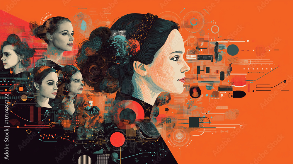 Women in Tech, a poster with Ada Lovelace at the forefront, surrounded ...