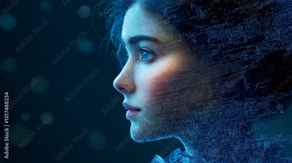 Code in Art, Ada Lovelace face formed out of coding lines and numbers ...