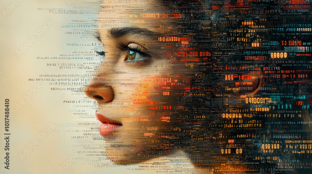 Code in Art, Ada Lovelace face formed out of coding lines and numbers ...