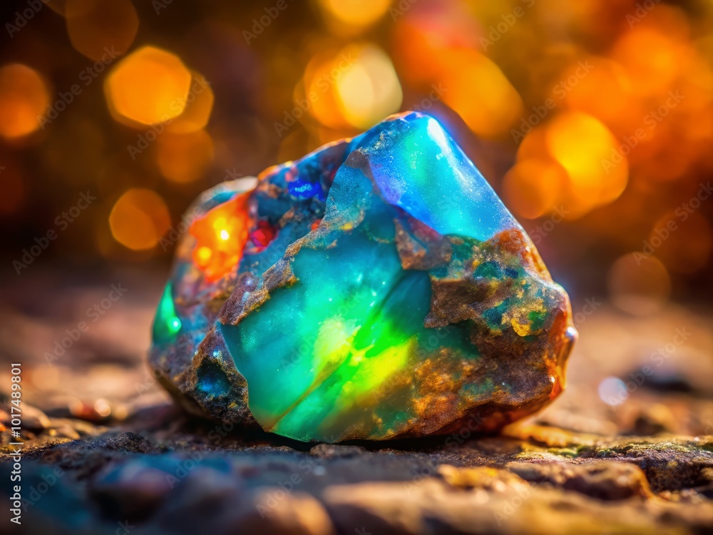 A mesmerizing macro shot captures the stunning allure of raw opal ...