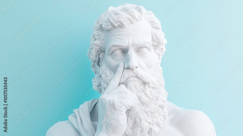 Philosophical Sculpture Thinking Man Ancient Greek Bust White Statue ...