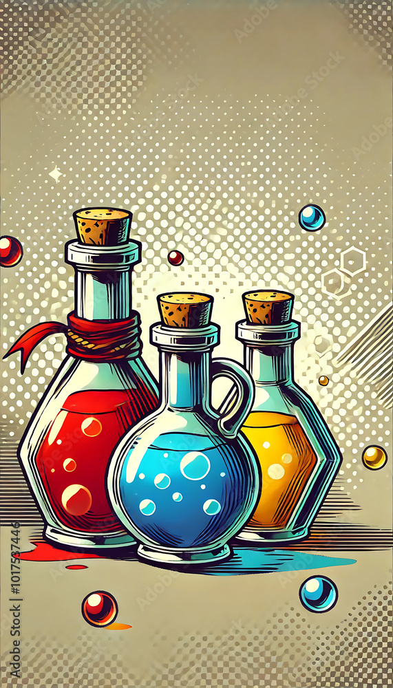 Dark fantasy potion bottle glowing red with gothic elements in a ...