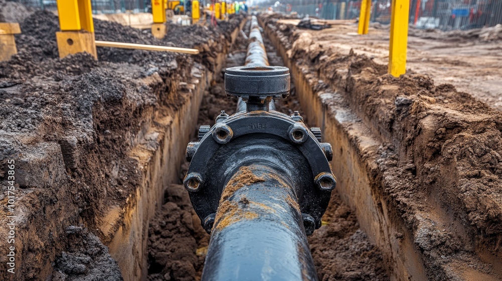 Construction site of an interconnected natural gas transmission ...