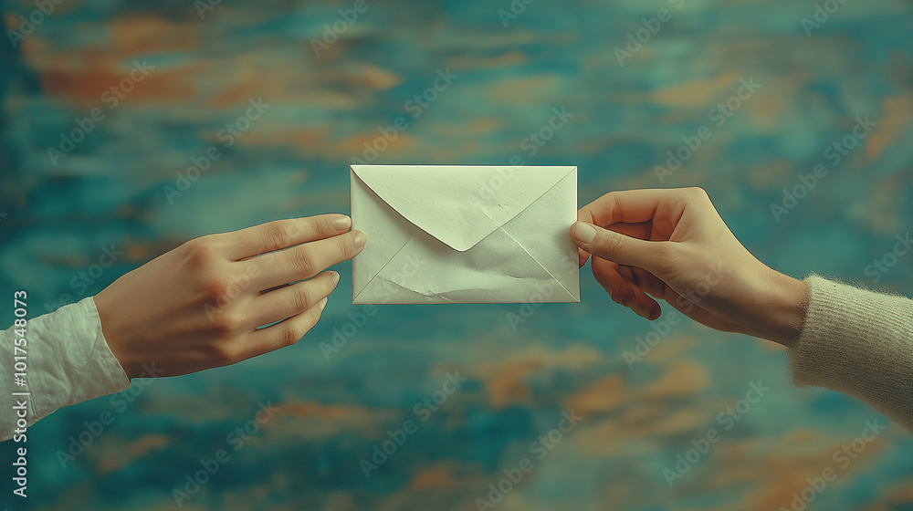 Bridging Distances, a visual of two hands exchanging a letter across a ...