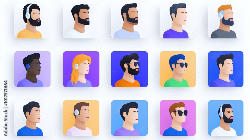 Diverse User Avatar Icons Profile Pictures for Website App and Social ...