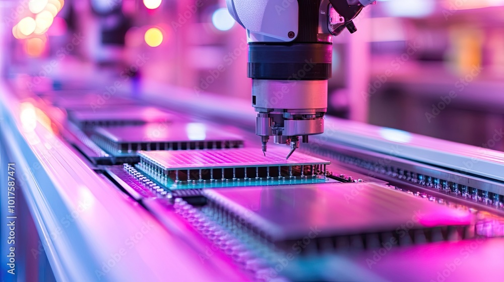 Robotic Arm Handling Silicon Wafers in Semiconductor Manufacturing Line ...