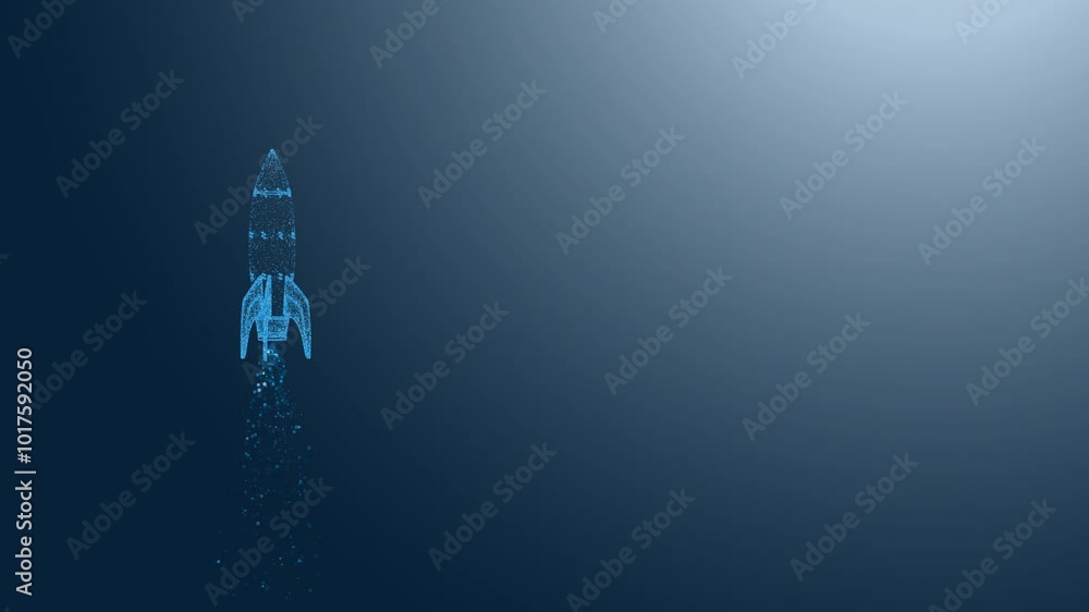 Blue Particle Rocket Launching Upward, Alpha Channel and Black Matte ...