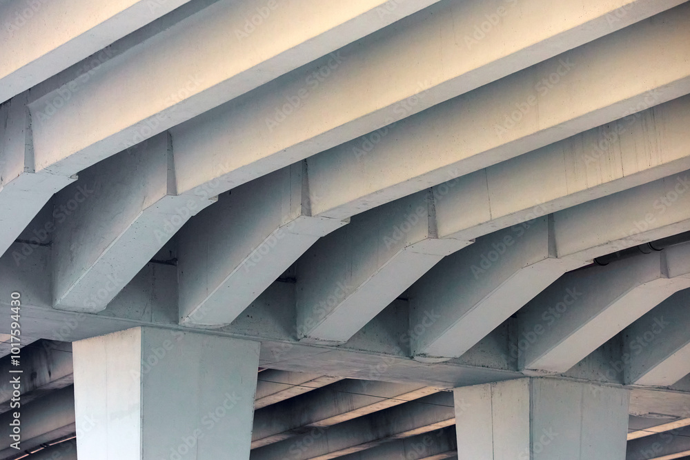 Reinforced Concrete Structure of Highway Overpass. View From Bottom ...