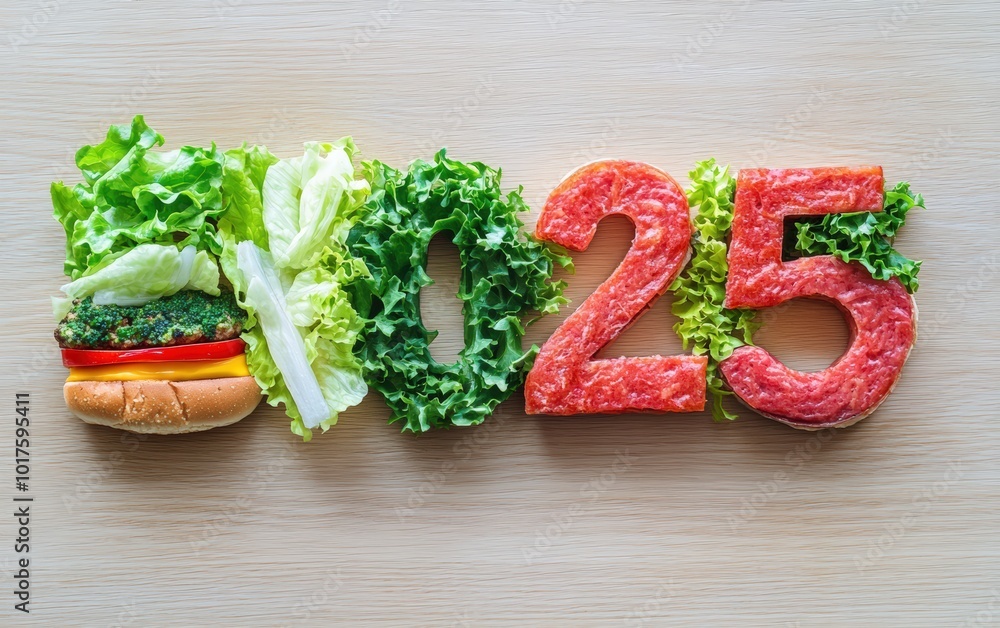 e numbers "2025" designed with layers of juicy burger ingredients ...