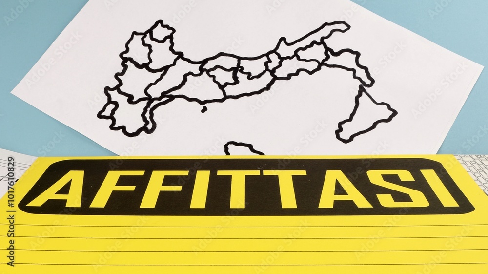 Cartello "AFFITTO" in italiano con cartoncino giallo per scrivere ...