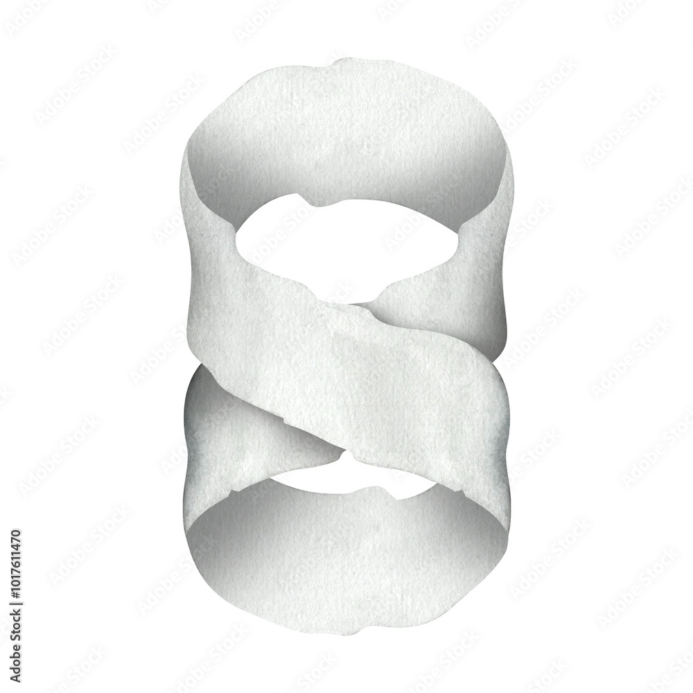 White ribbon in the shape of eight. Infinity symbol. Watercolor ...