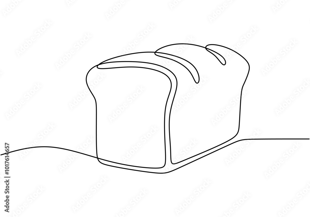 Continuous line drawing of a slice of bread. Minimalist design for ...