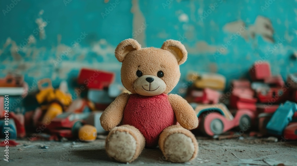 A room full of dust covered forgotten toys from a bygone era evoking a ...