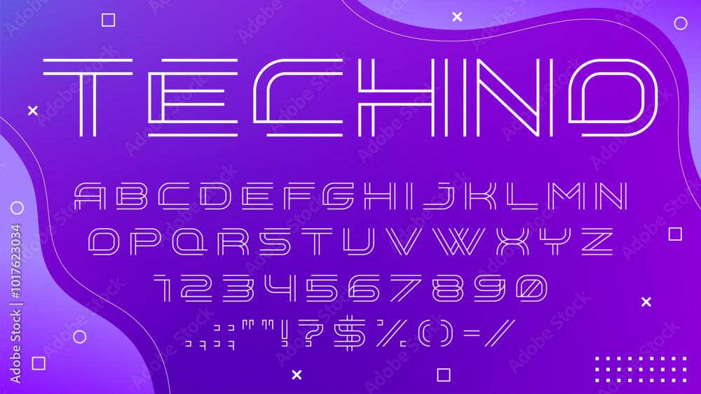 Modern techno font, futuristic line type, abstract typeface vector ...