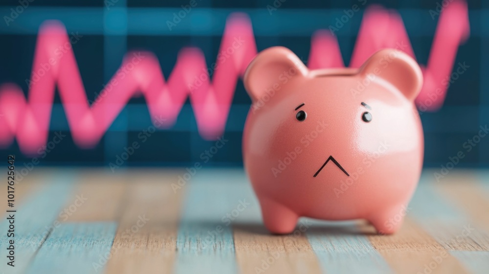 Shrinking savings account balance shown in a descending interest rate ...