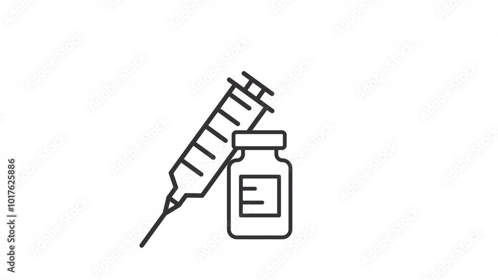 Vaccinate line animation. Medicine injection animated icon. Moving ...