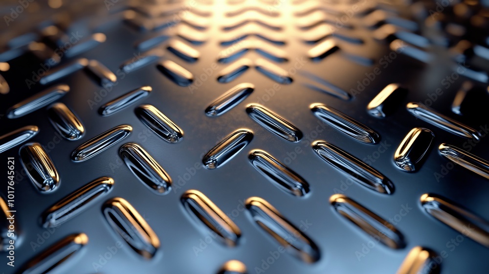 Reflective diamond plate texture, raised shapes with 3D chrome elements ...