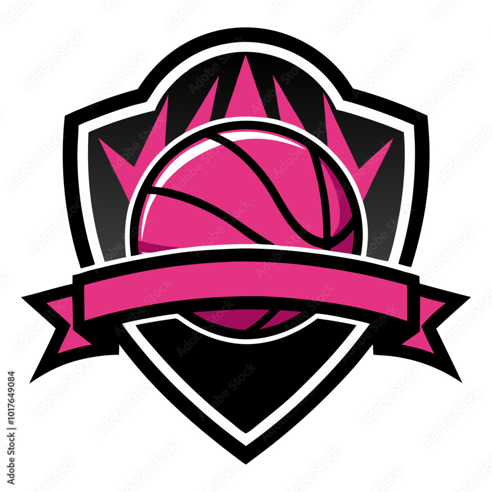 Pink Basketball Shield Logo: A modern and bold shield logo design ...