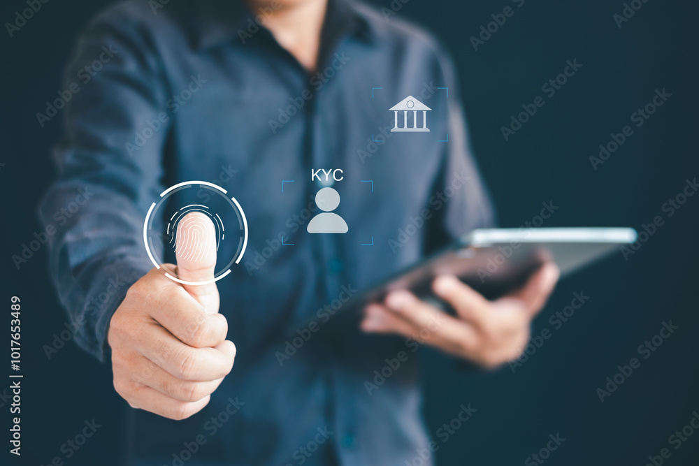 KYC verification and customer identification compliance digital screen security interface E KYC ...